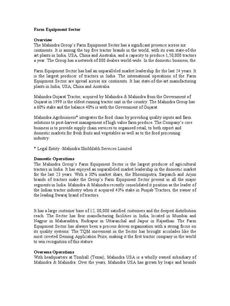 Mahindra - FES Overview | PDF