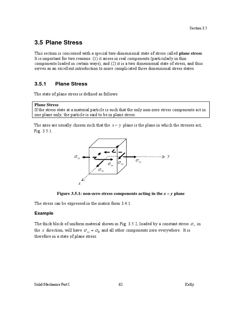 Plane Stress Analysis in Solid Mechanics | PDF | Stress (Mechanics ...