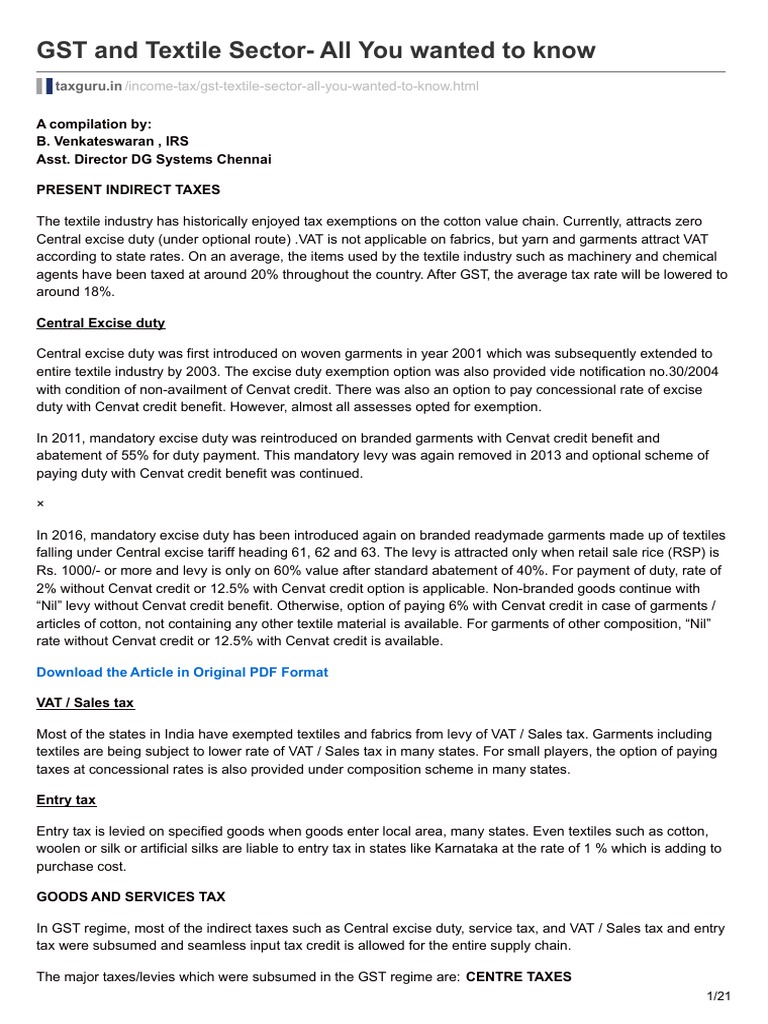 GST and Textile Sector - All You Wanted To Know | PDF | Invoice | Textiles