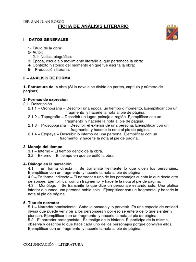 Hoja De Trabajo De Análisis De Literatura