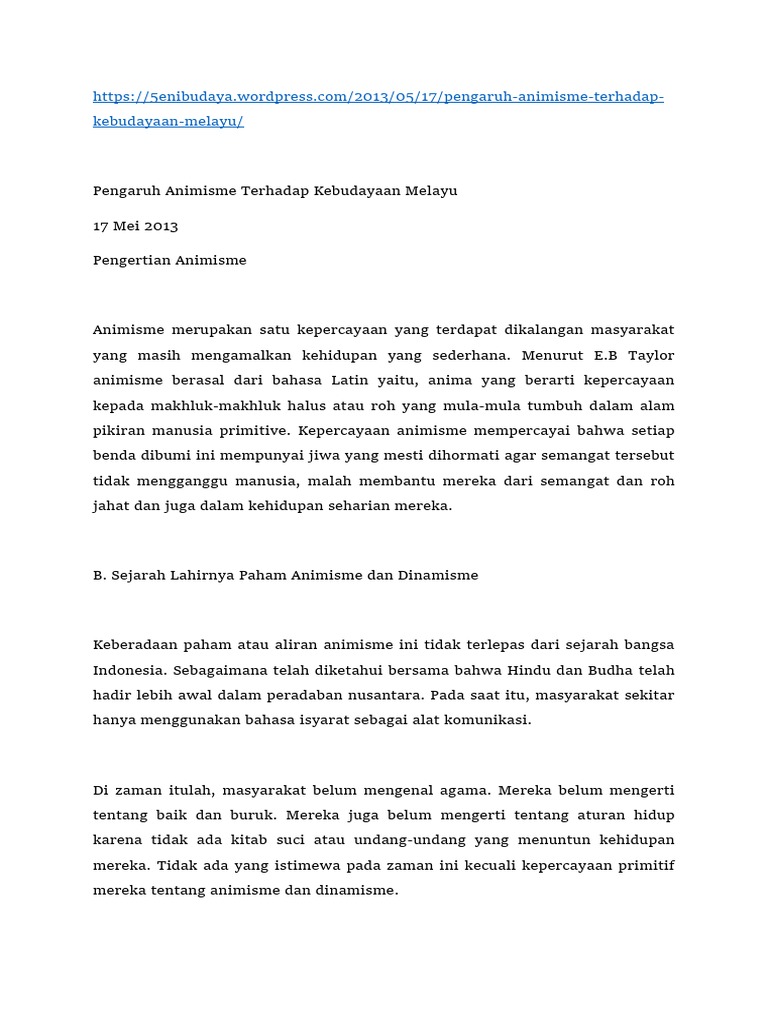 Pengaruh Animisme Terhadap Kebudayaan Melayu | PDF | Seni