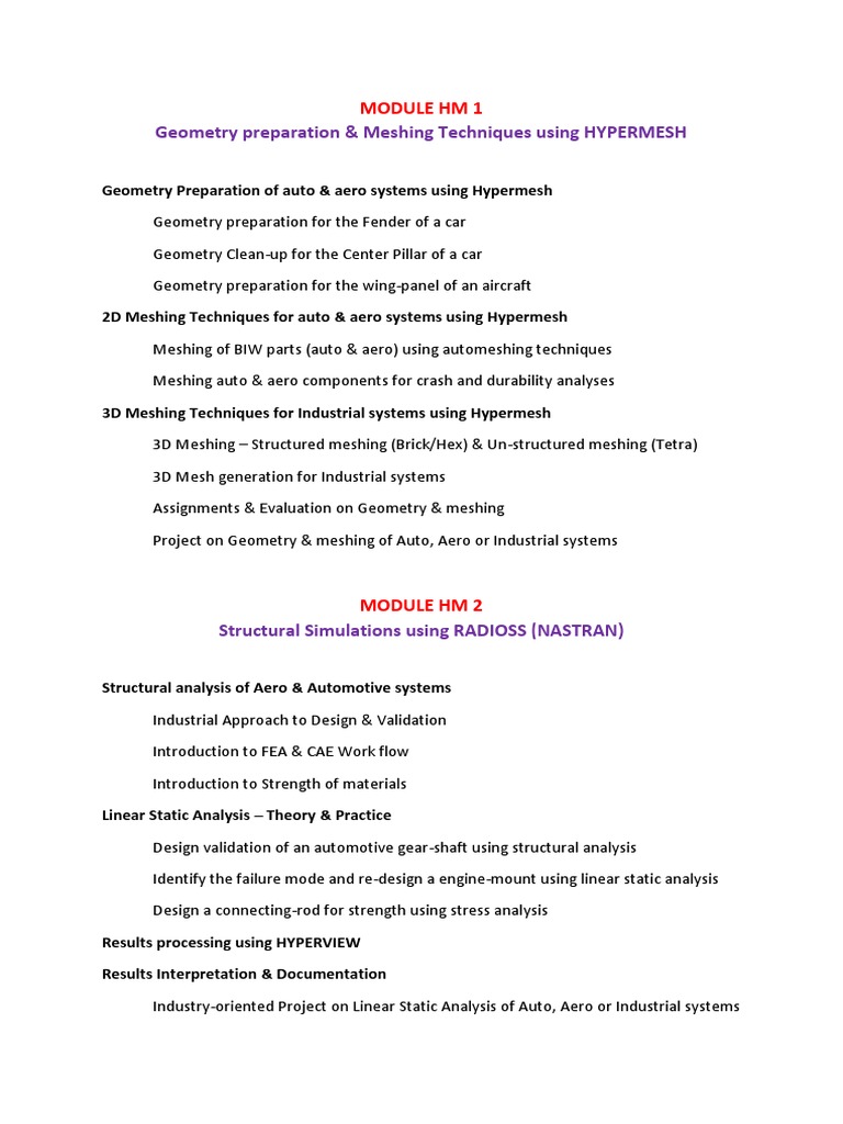Geometry Preparation & Meshing Techniques Using HYPERMESH: Module HM 1 | PDF | Finite Element ...