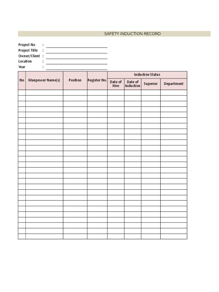 Safety Induction Record | PDF