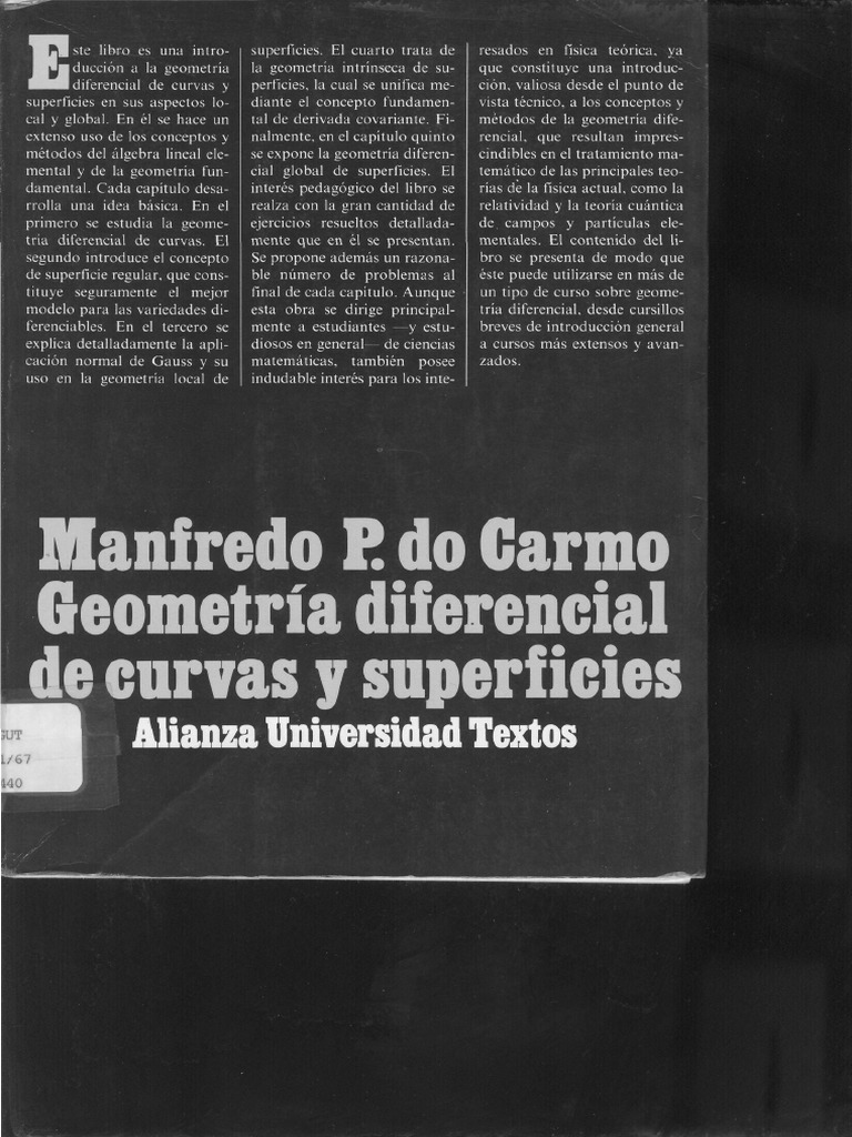 Geometría Diferencial de Curvas y Superficies - Manfredo P. Do Carmo | PDF