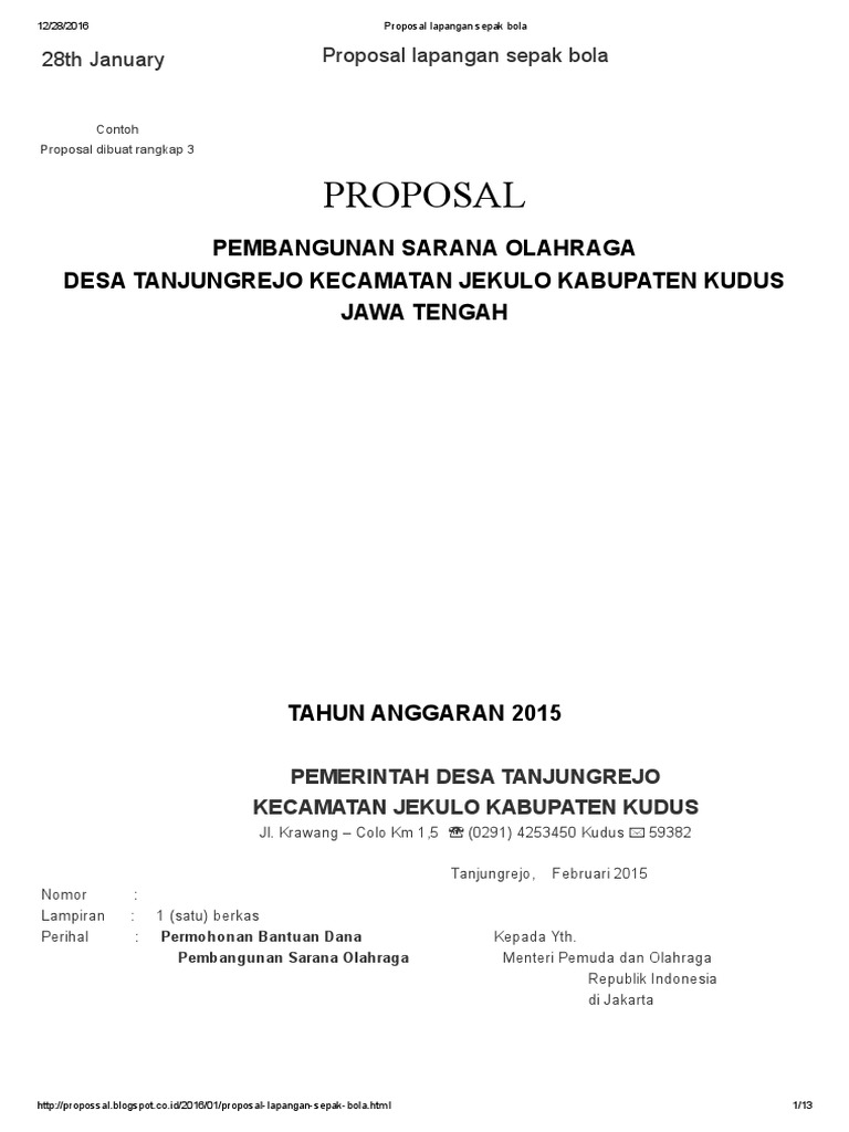 Proposal Lapangan Sepak Bola | PDF