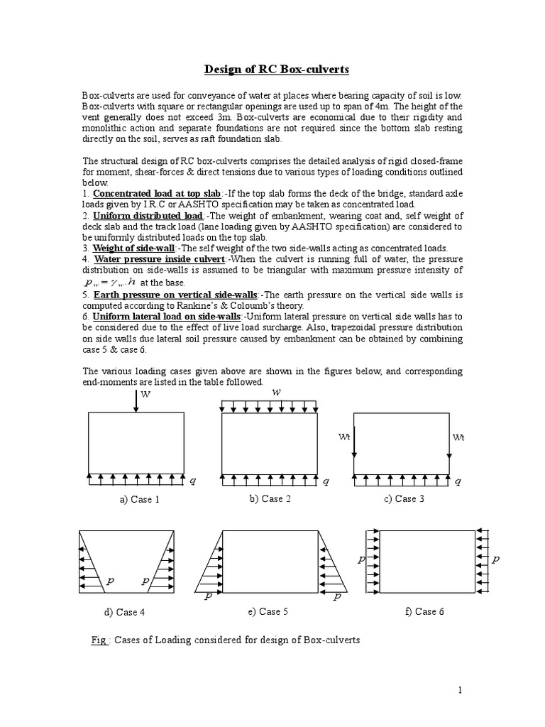 Design of RC Box-Culverts: A) Case 1 B) Case 2 C) Case 3 | PDF ...