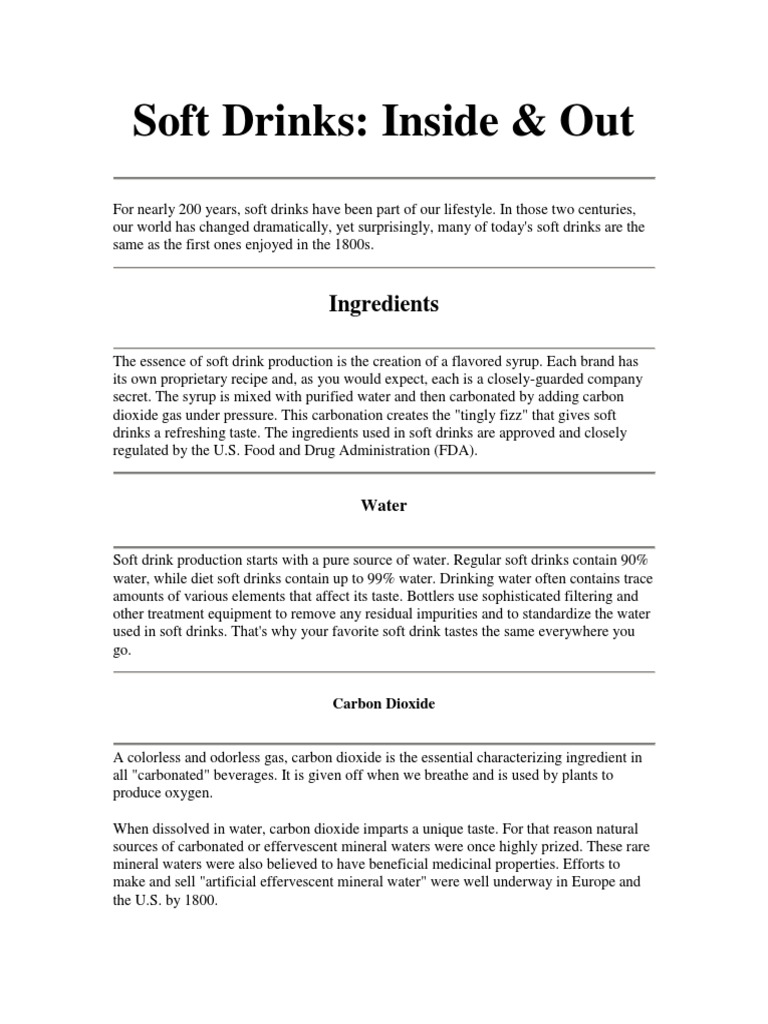 Soft Drink Basics Pdf Sugar Substitute Soft Drink