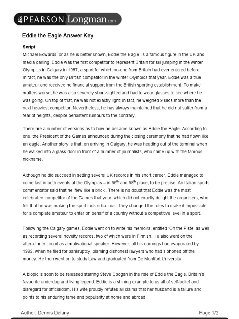Eddie The Eagle Answer Key | PDF | Sports