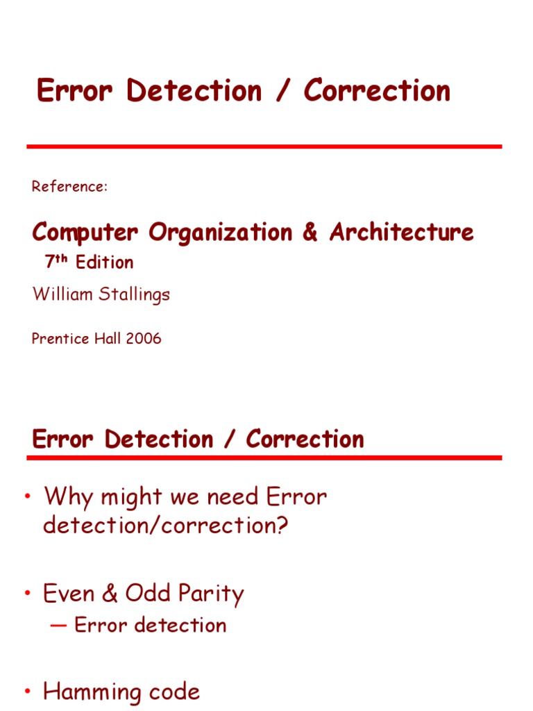 Error Detection / Correction: Computer Organization & Architecture | PDF | Error Detection And ...