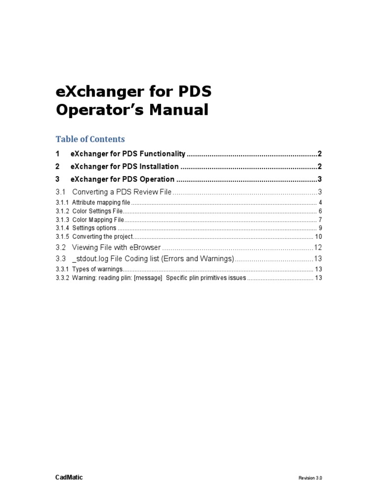 Exchanger For Pds Operator'S Manual: Cadmatic | Download Free PDF | File Format | Computer File