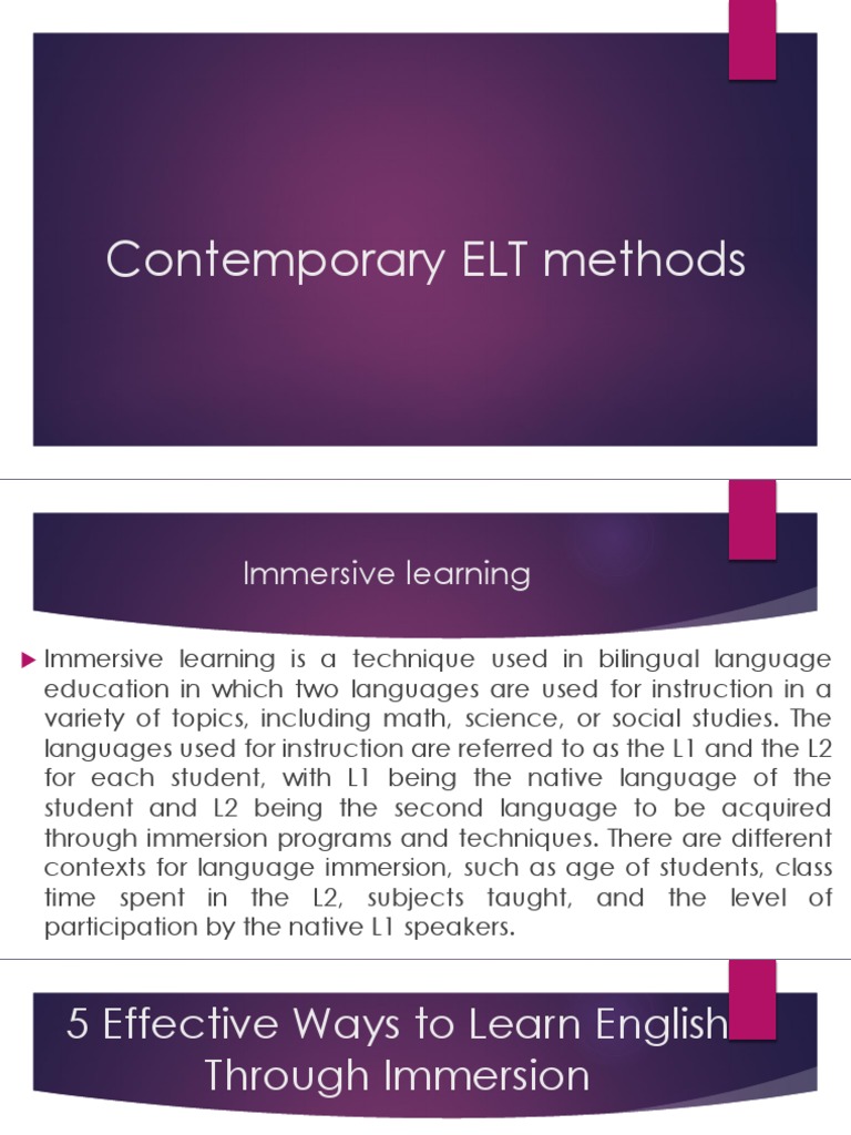 Contemporary ELT Methods | PDF | Second Language | Cognition