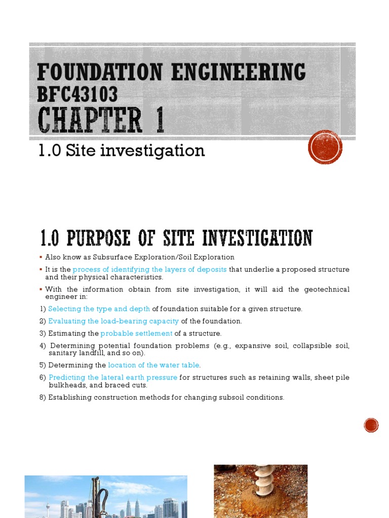 Site Investigation in Foundation Engineering | PDF | Reflection ...