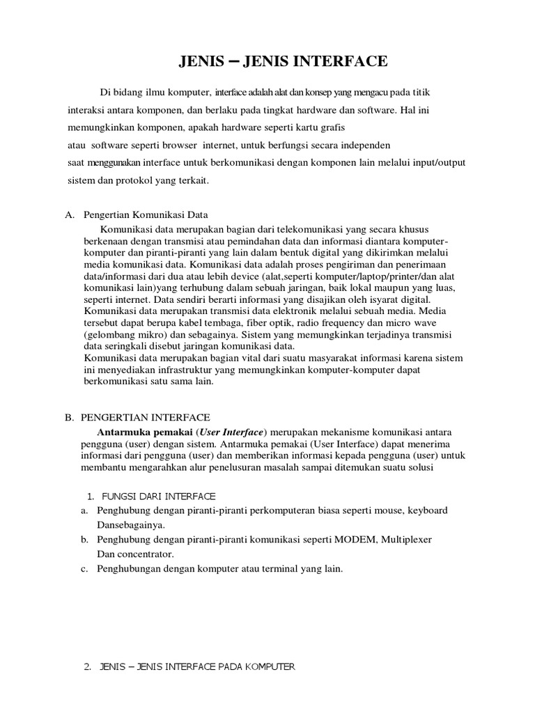 Jenis Jenis Interface PDF | PDF