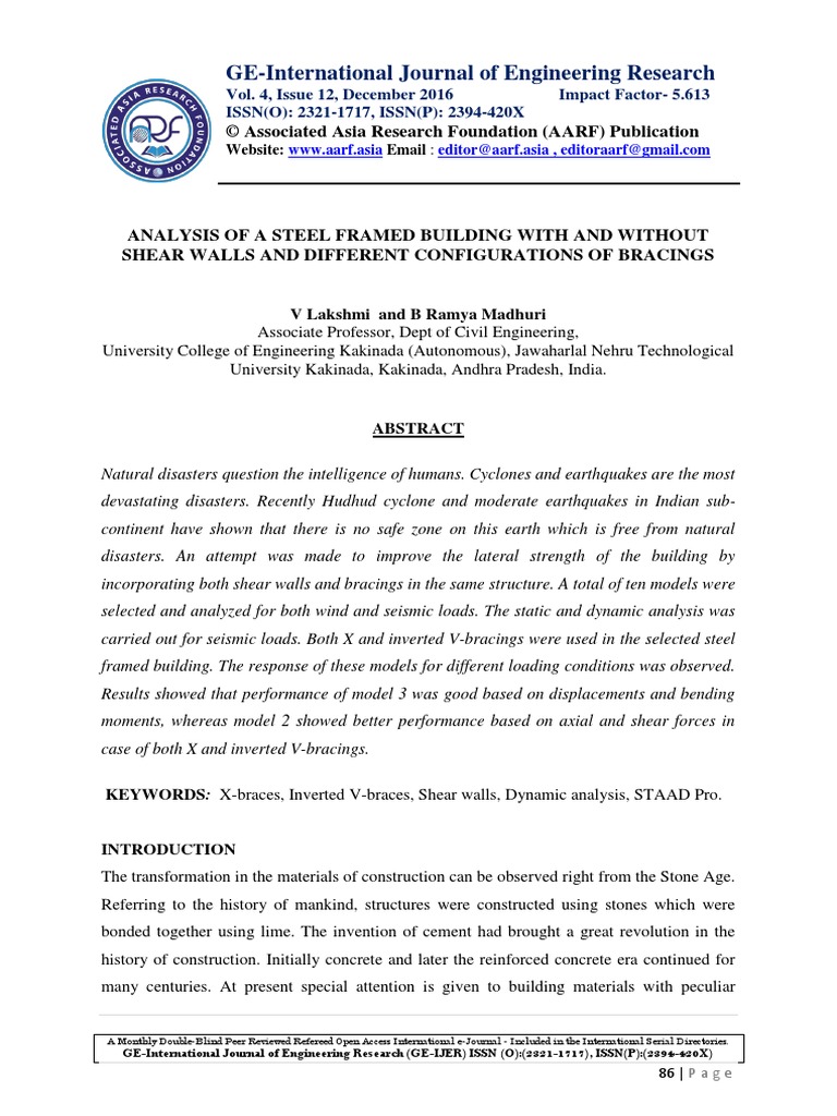 Analysis of A Steel Framed Building With PDF | PDF | Truss | Bending