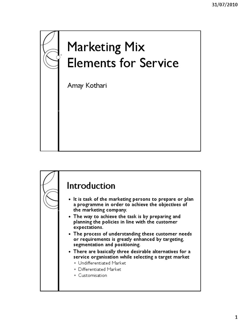 5 Marketing Mix Elements For Service | PDF | Market Segmentation ...