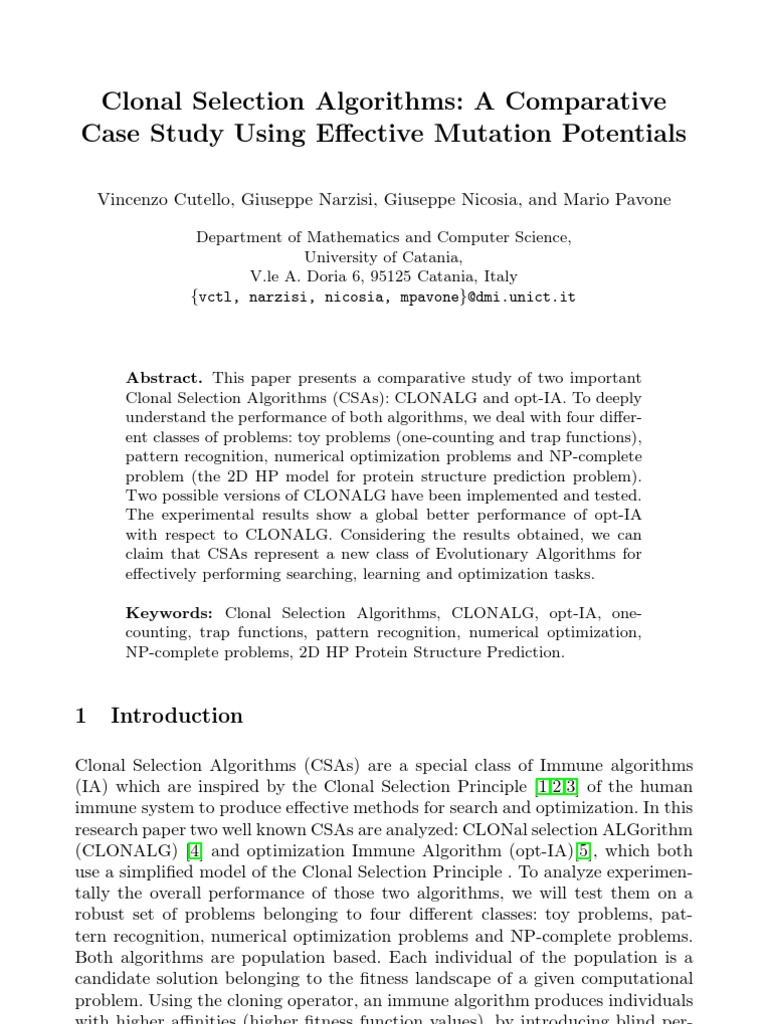 Clonal Selection Algorithms | PDF | Pattern Recognition | Mathematical Optimization