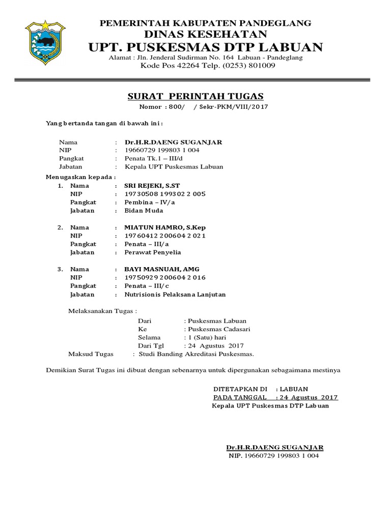 Surat Tugas Dan SPD Studi Banding | PDF