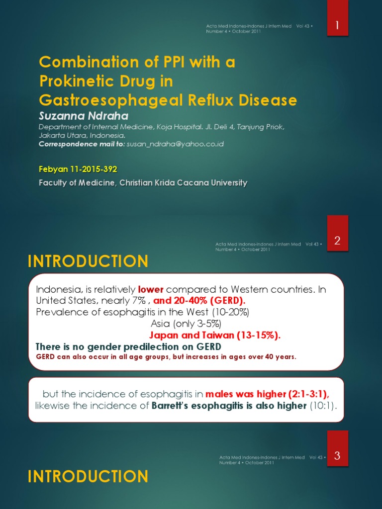Combination of PPI With A Prokinetic Drug in Gastroesophageal Reflux ...