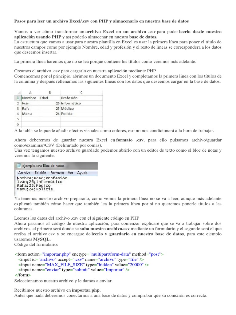 Pasos para Leer Un Archivo Excel | PDF | Microsoft Excel | Php