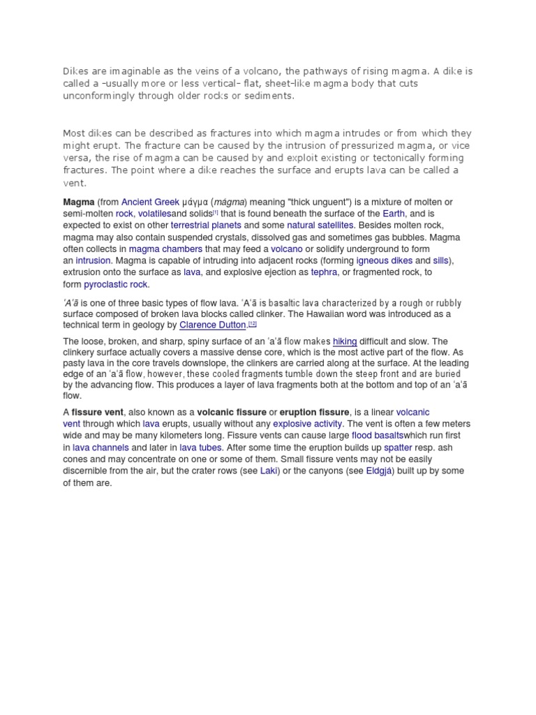 Magma (From: A Ā Is One of Three Basic Types of Flow Lava. A Ā Is ...