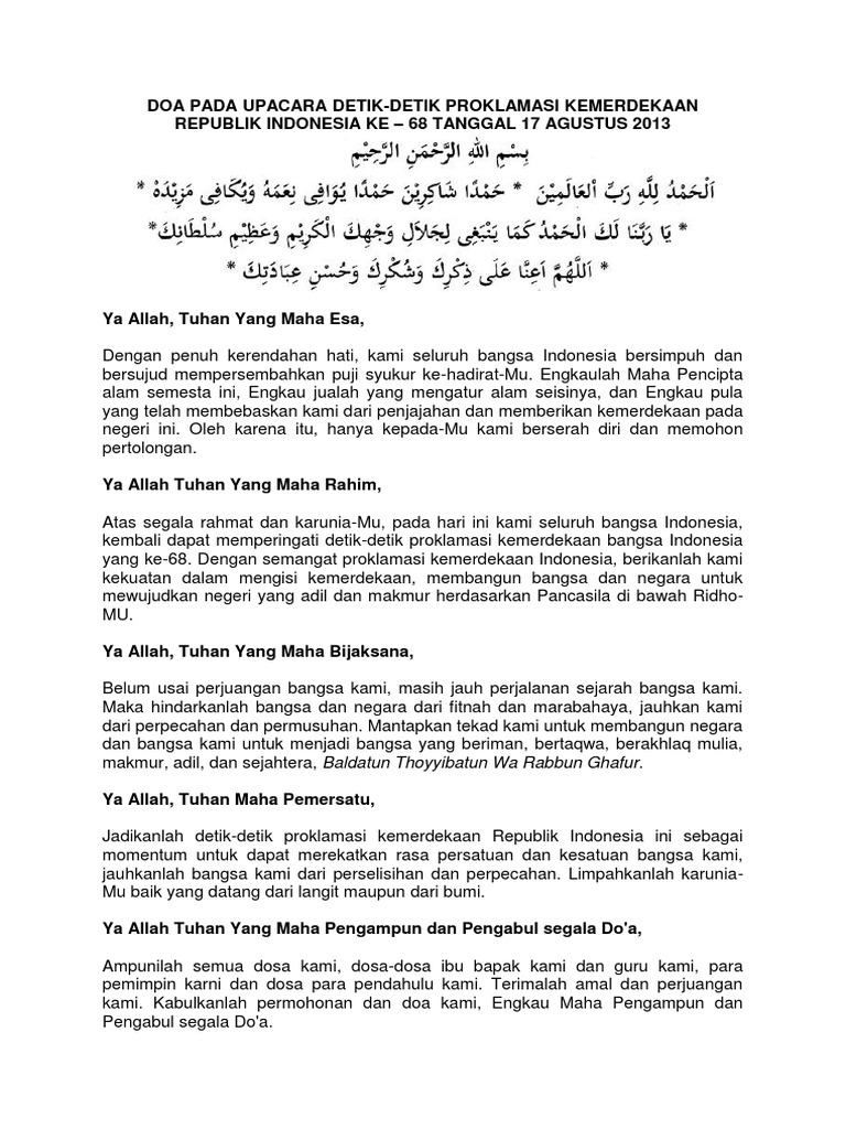 Doa Pada Upacara Hut Ri | PDF
