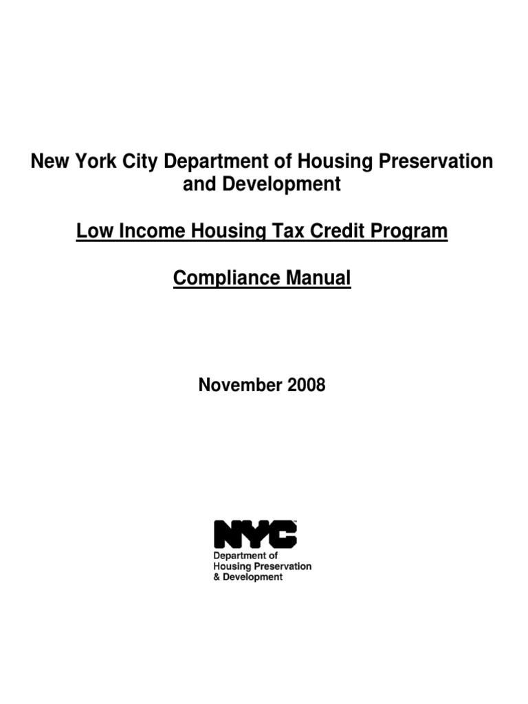 HPD LIHTC Compliance Manual | PDF | Regulatory Compliance | Taxes