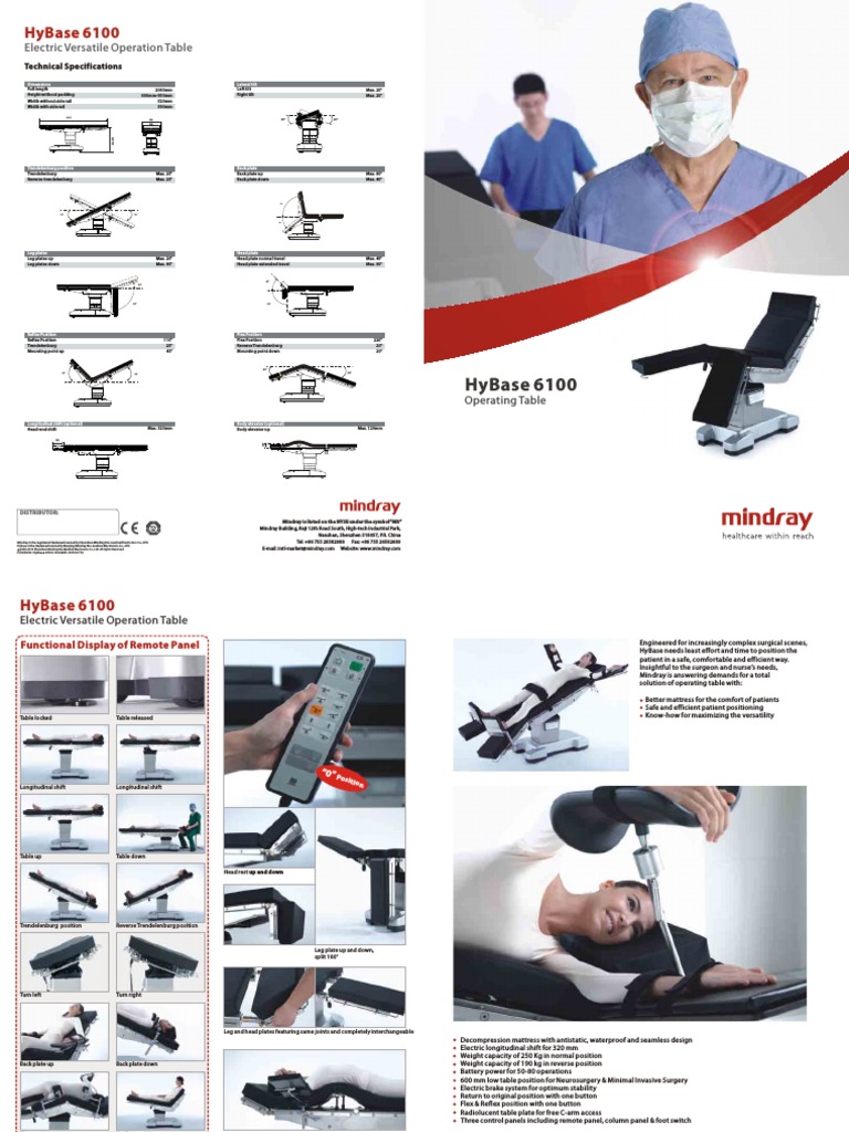 HyBase 6100 Electric Operating Table | PDF | Surgery | Medical Specialties