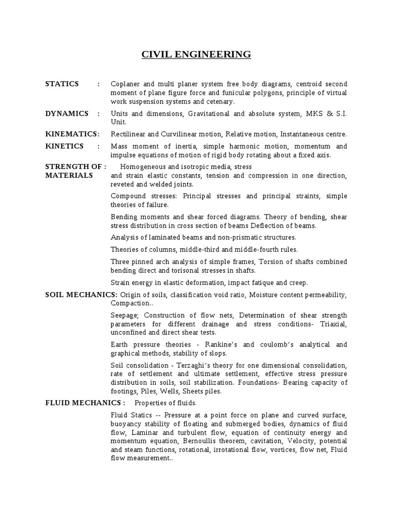 Pre Civil Engineering | PDF | Fluid Mechanics | Stress (Mechanics)