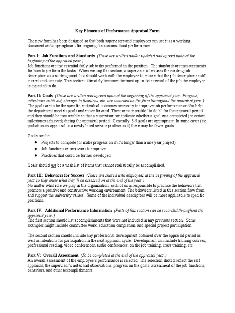 Key Elements of Performance Appraisal | PDF | Performance Appraisal | Goal