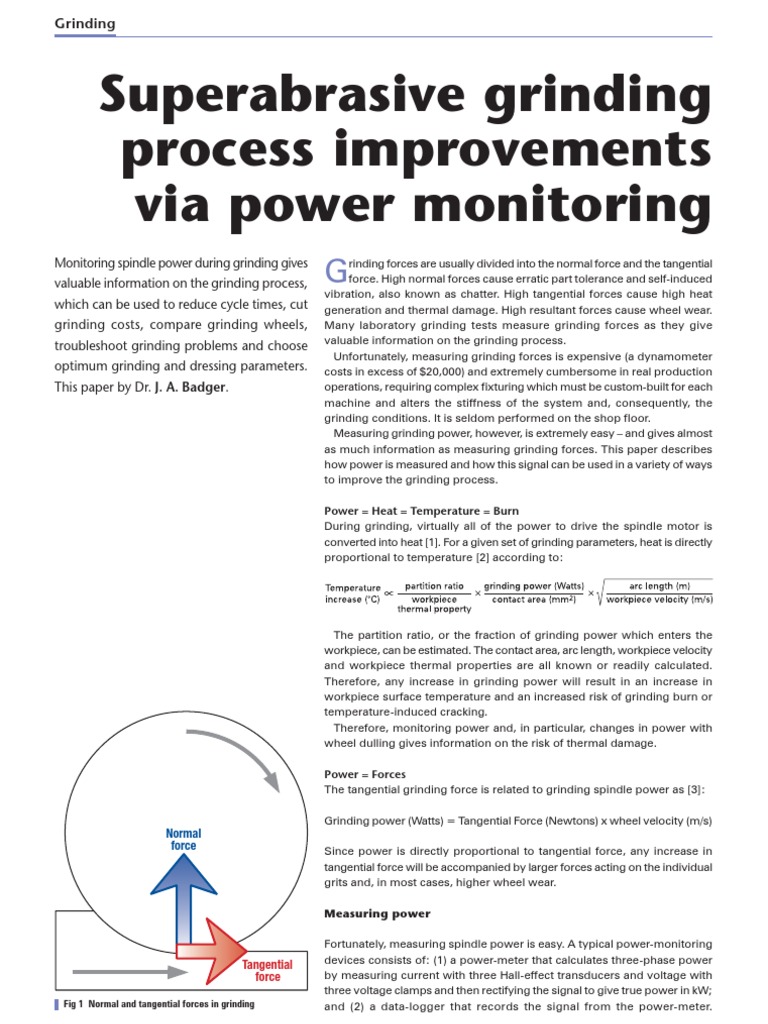 Vol69 Num620 Super Abrasive Grinding Process Improvements Via Power ...