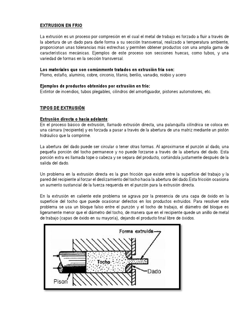Extrusión en Frío: Proceso y Tipos | PDF | Extrusión | Aluminio