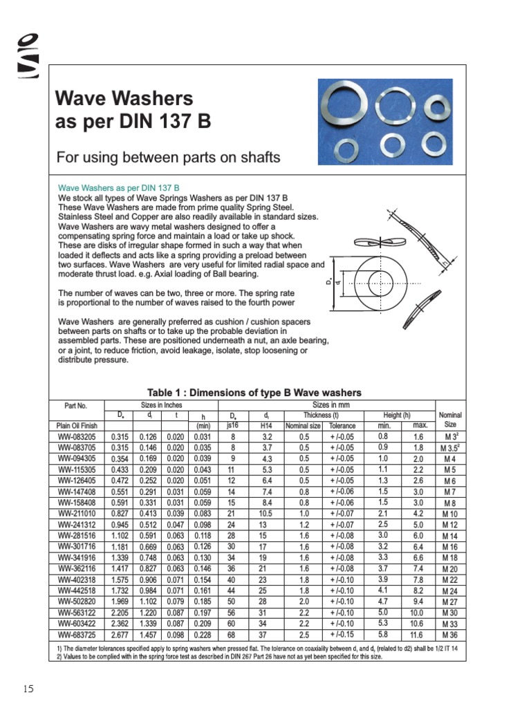 DIN 137 B Wave Washers Overview | PDF | Manufactured Goods | Mechanical ...