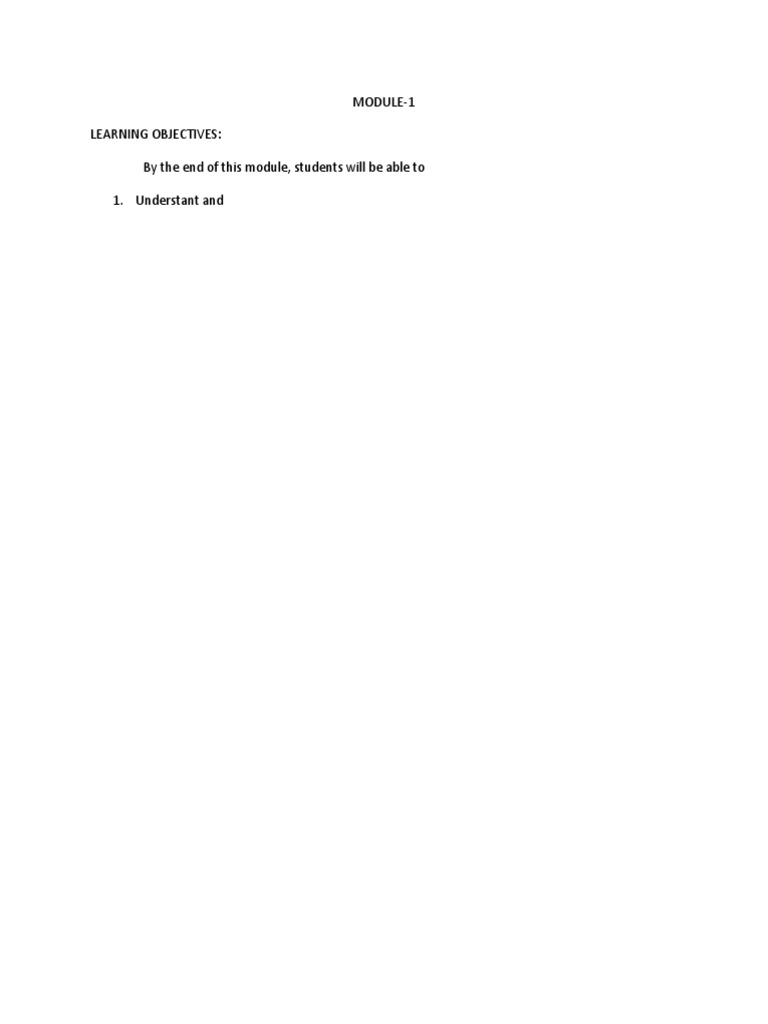 Module-1 Learning Objectives: by The End of This Module, Students Will ...