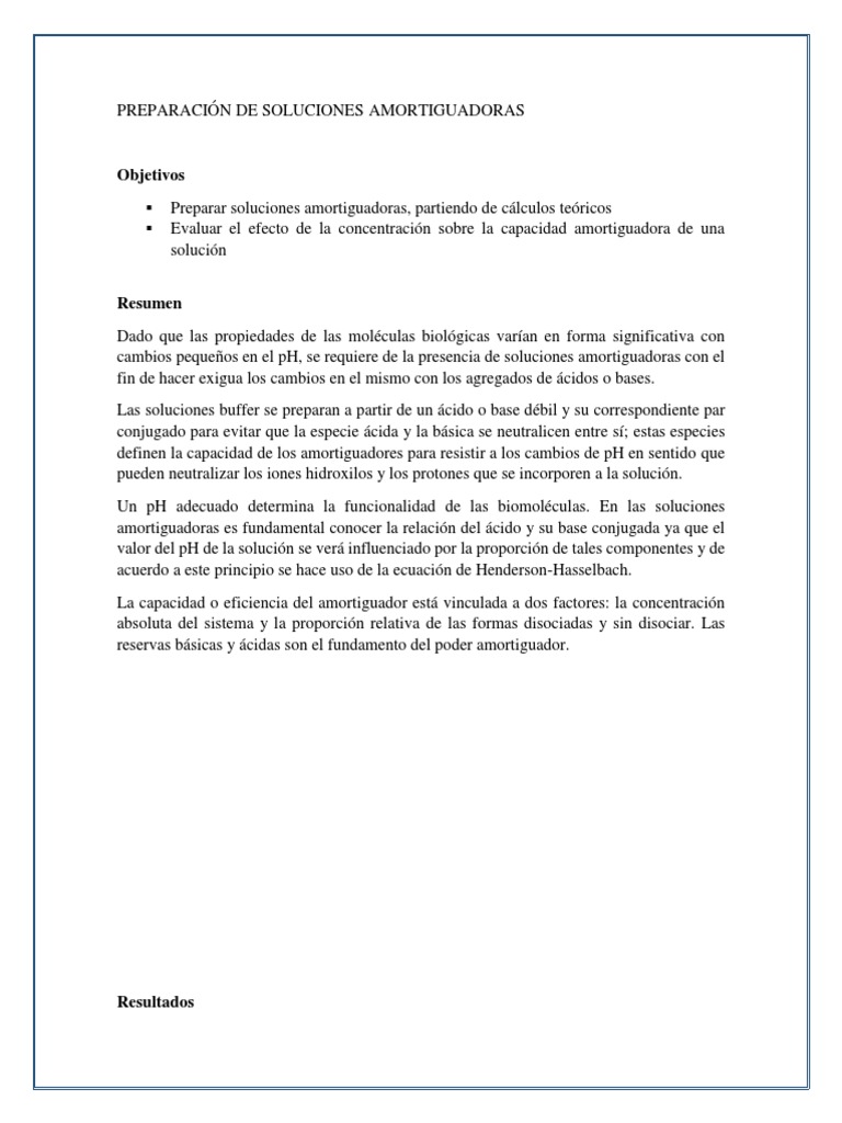 Informe 1 de Bioquimica | PDF | Solución tampón | Ph