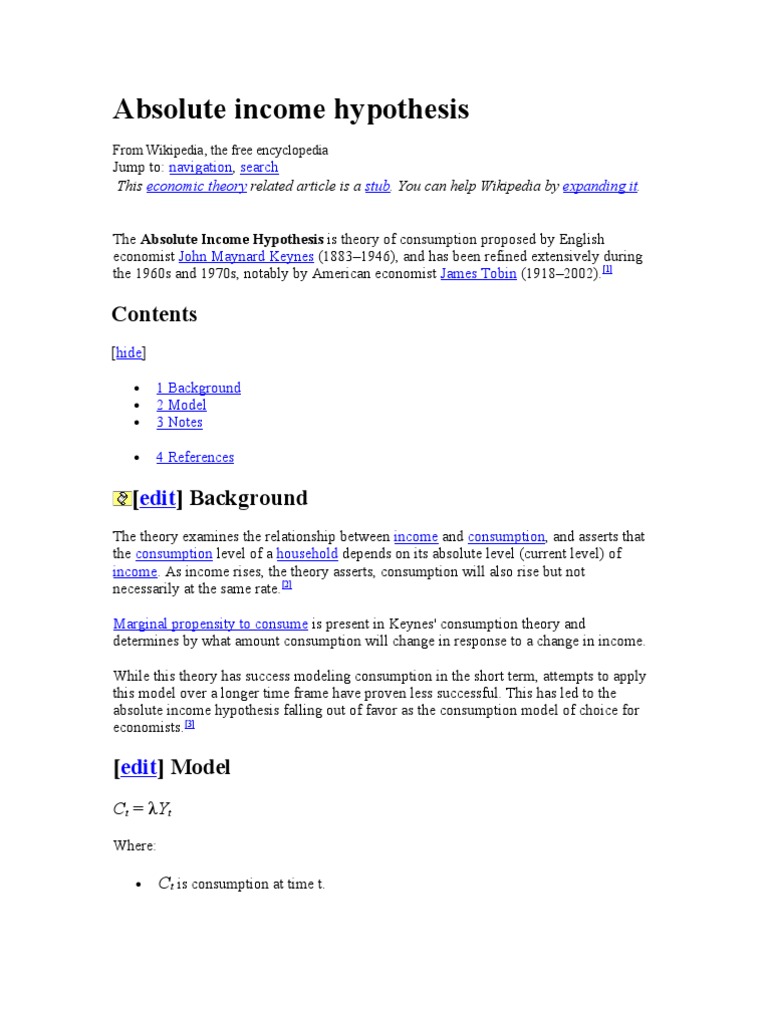 Absolute Income Hypothesis | PDF | Income | Economics
