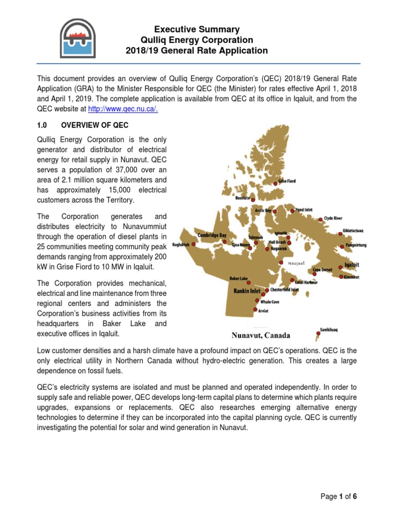 QEC 2018/19 Rate Application Summary | PDF | Fuels | Kilowatt Hour