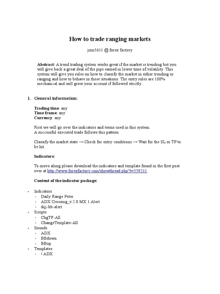 How To Trade Ranging Markets: 1. General Information | PDF | Business