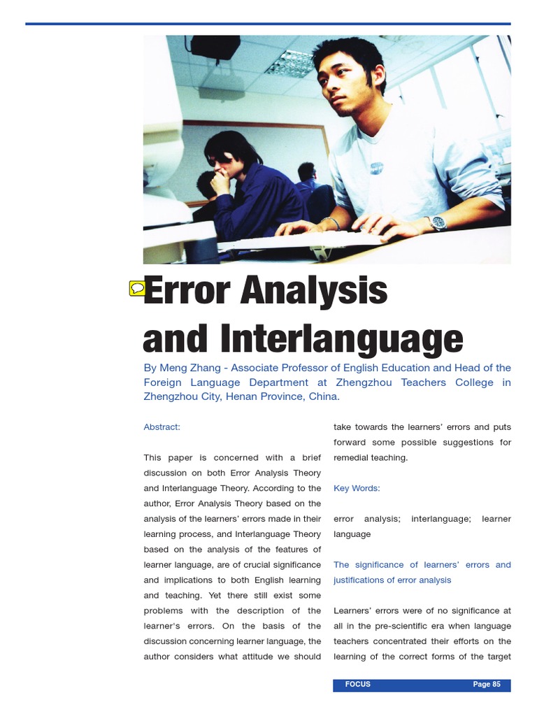 Error Analysis and Interlanguage | PDF | Second Language | Language Acquisition
