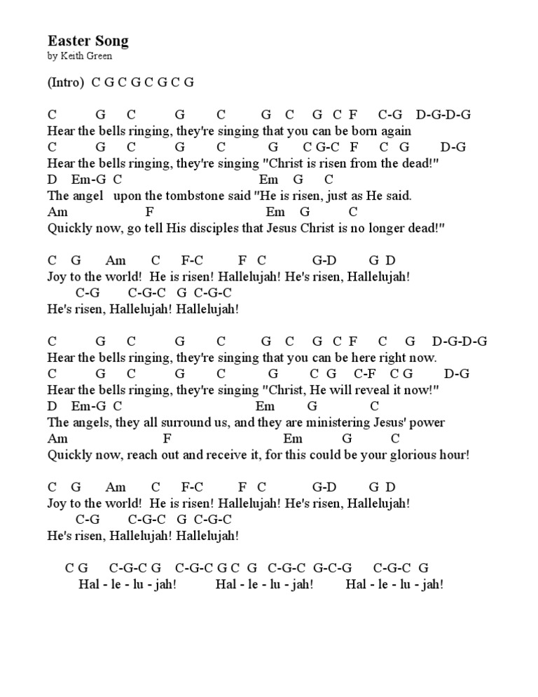 Easter Hallelujah Lyrics and Chords | PDF