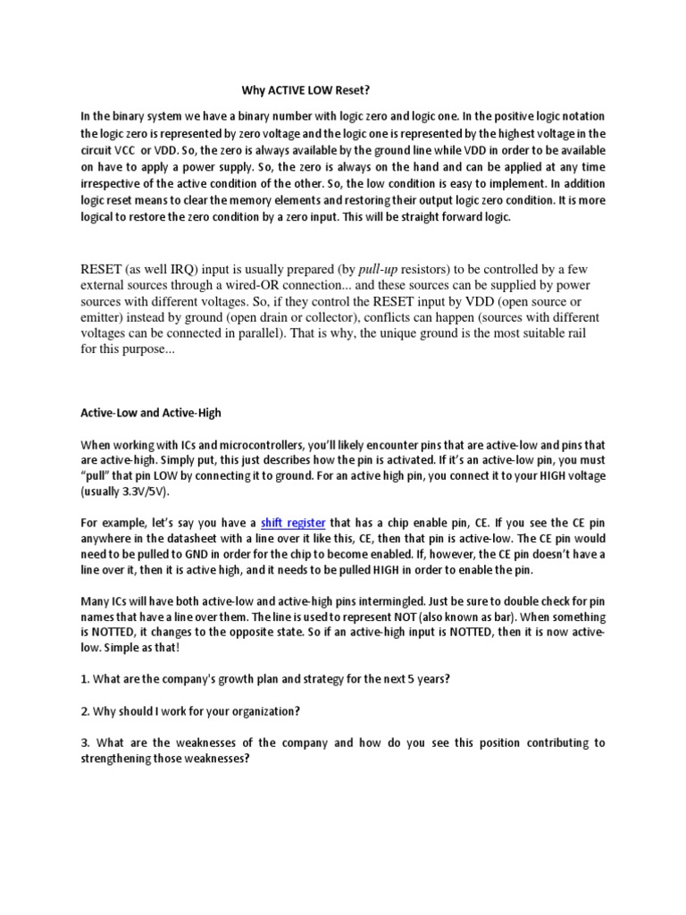 Why Active Low Reset | PDF | Electrical Circuits | Electronic Circuits