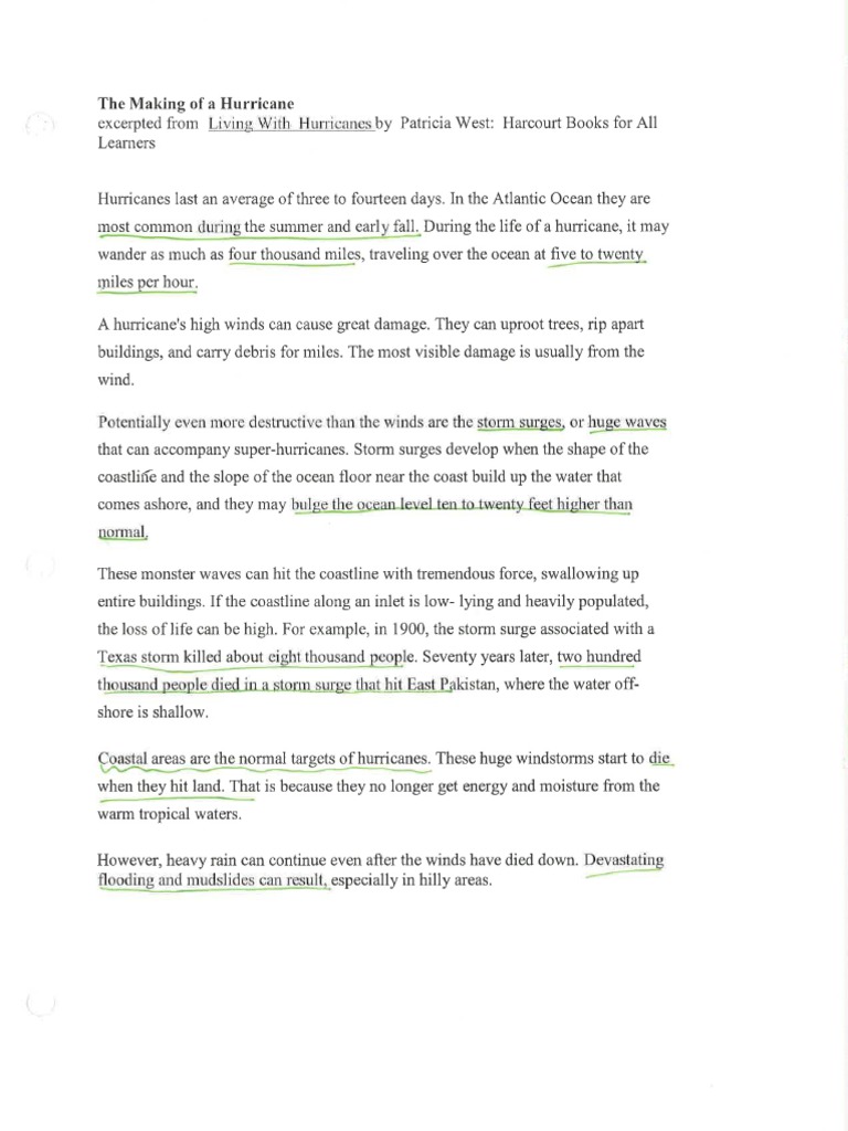 Gist Summary Hurricane Example | PDF