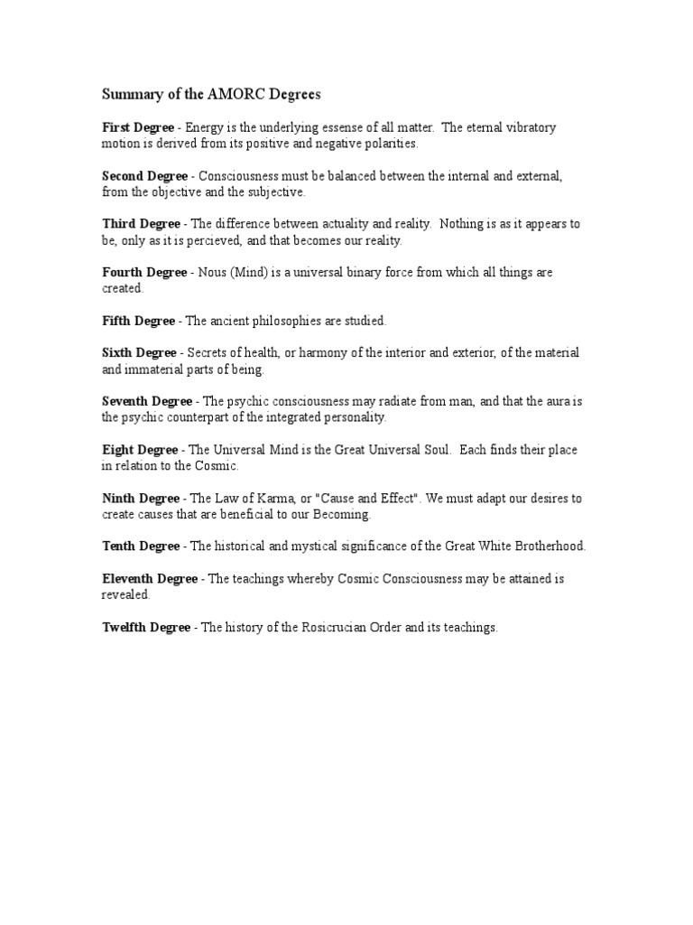 AMORC Degrees Summary | PDF | Science & Mathematics