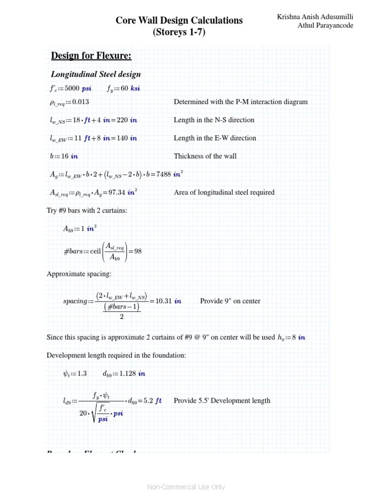 Design - Calcs - Core Wall 1-7 | PDF | Building Materials | Materials