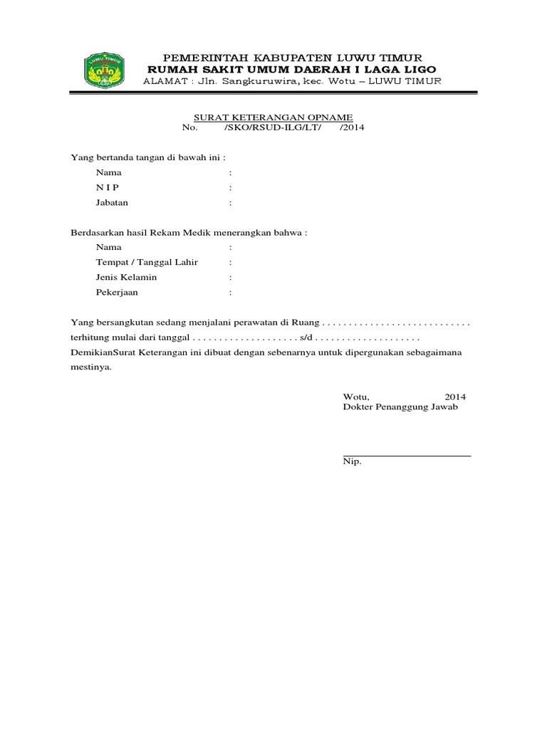 Surat Keterangan Opname | PDF