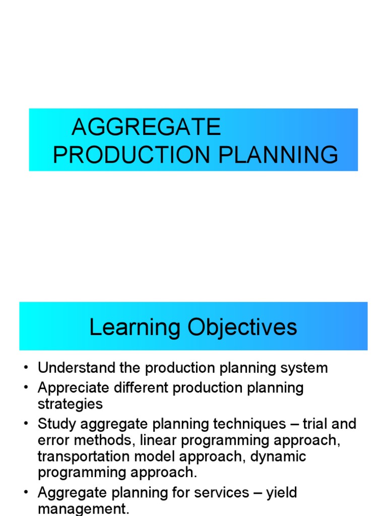 Aggregate Planning | PDF | Inventory | Forecasting