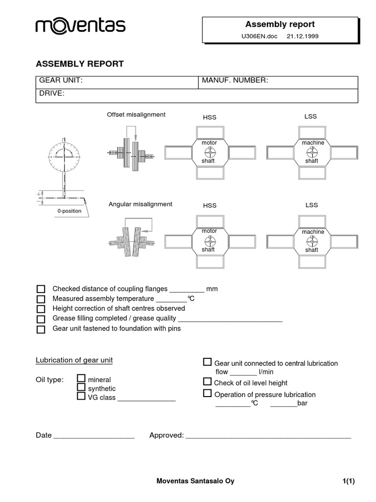 Assembly Report: Gear Unit: Manuf. Number: Drive | PDF