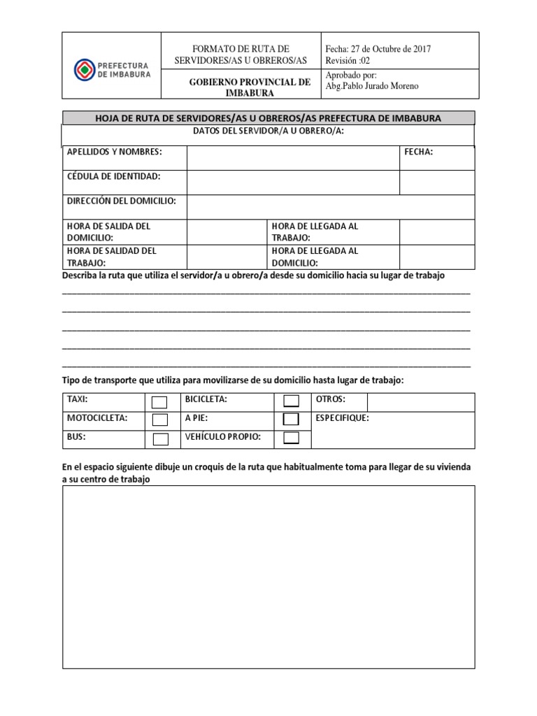 Formato Ruta de La Casa Al Trabajo y Visceversa | PDF | Transporte ...
