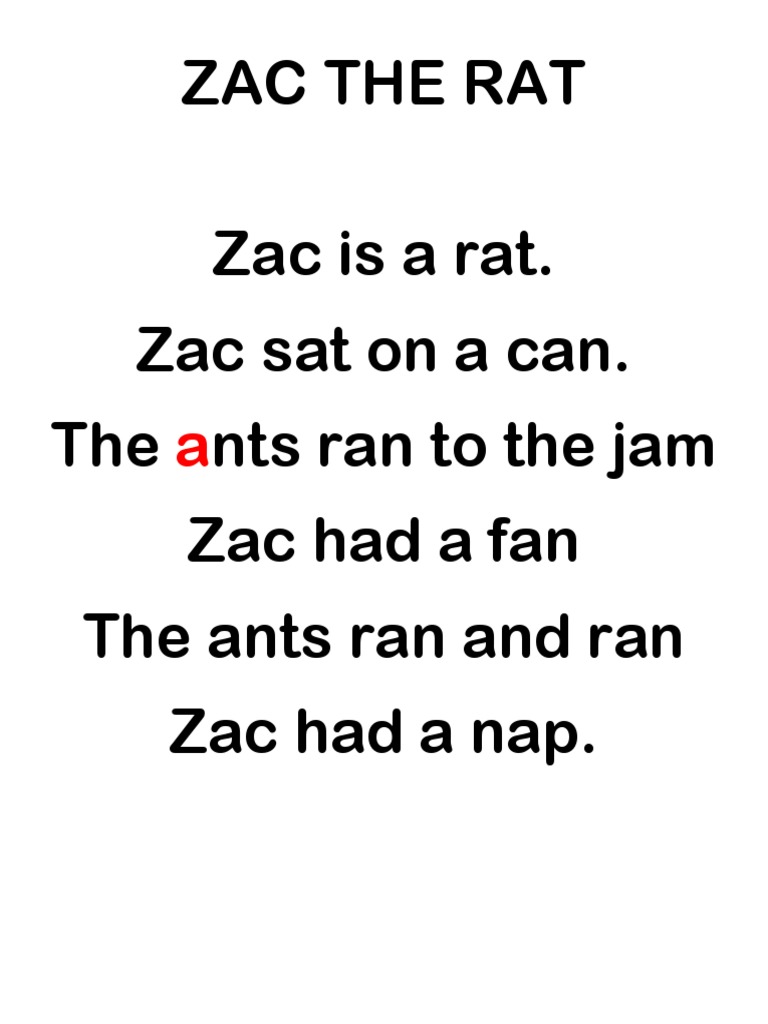 Zac The Rat Zac Is A Rat. Zac Sat On A Can. The Nts Ran To The Jam Zac ...
