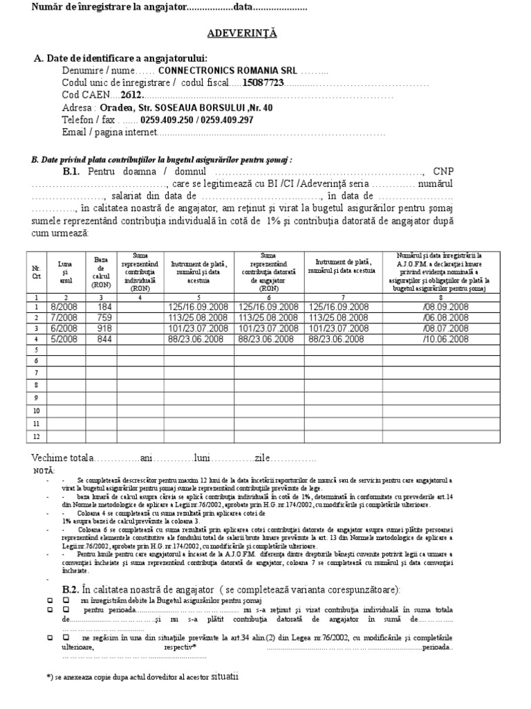 Adeverinta SOMAJ | PDF