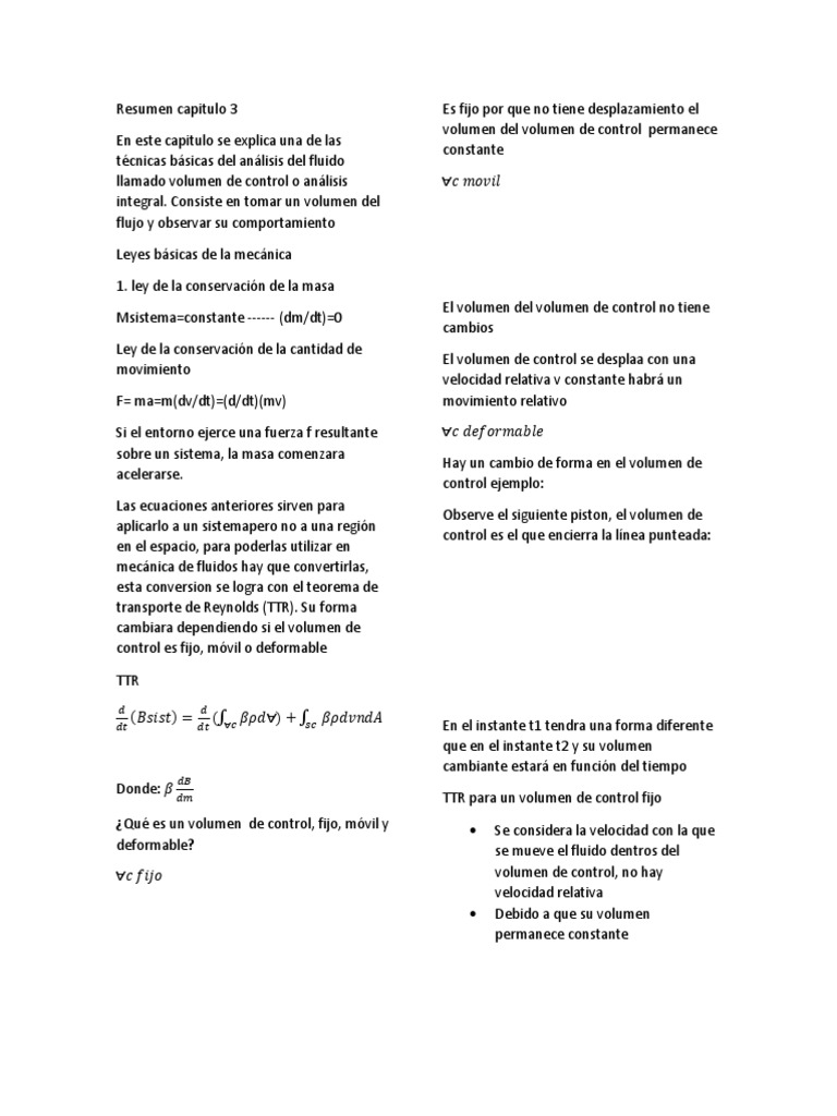 Volumen de Control | PDF | Integral | Movimiento (física)